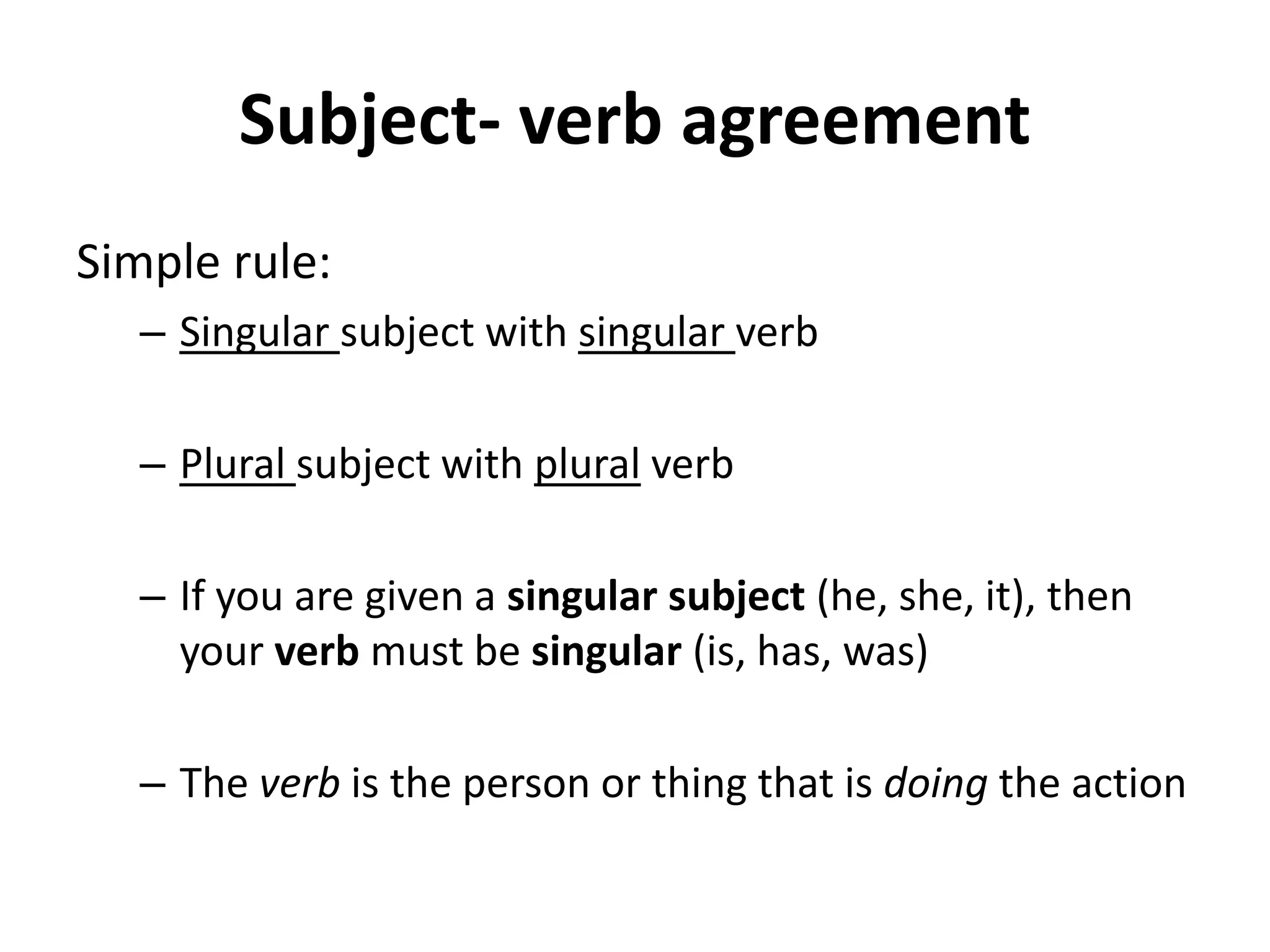 subject verb agreement | PPTX