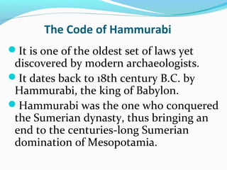 Lecture 8 the code of hammurabi | PPT