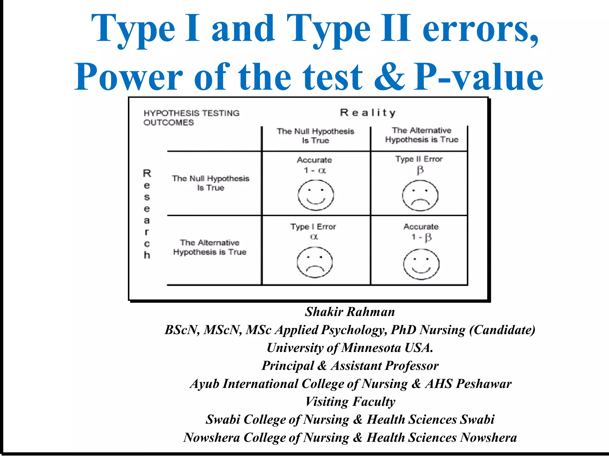 Lecture 8 Type 1 And 2 Errors Pptx