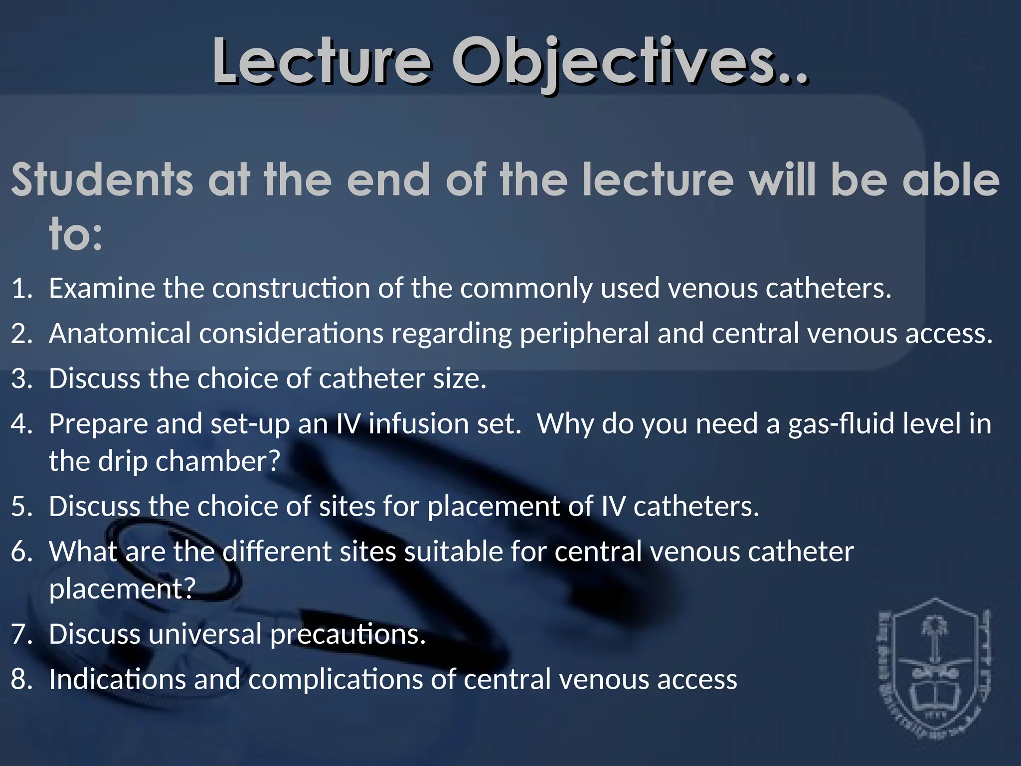 LECTURE 8 Vascular access Medication Administration | PPT