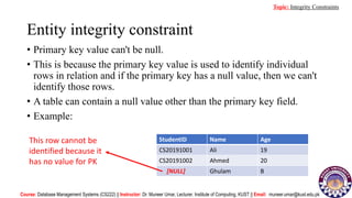 Lecture 8 (Week 7) -Integrity Constraints.pptx | Free Download
