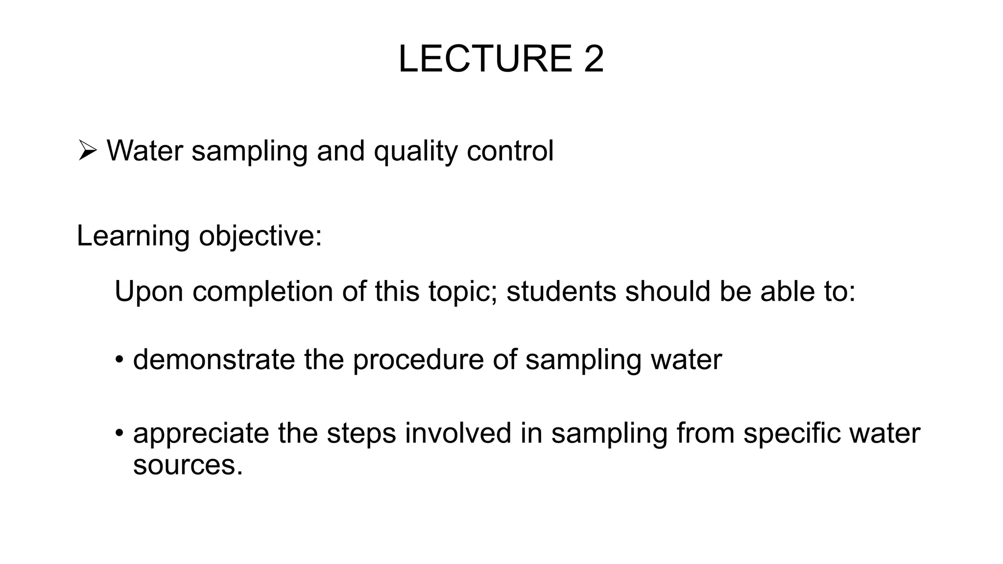 Water sampling and quality control | PDF