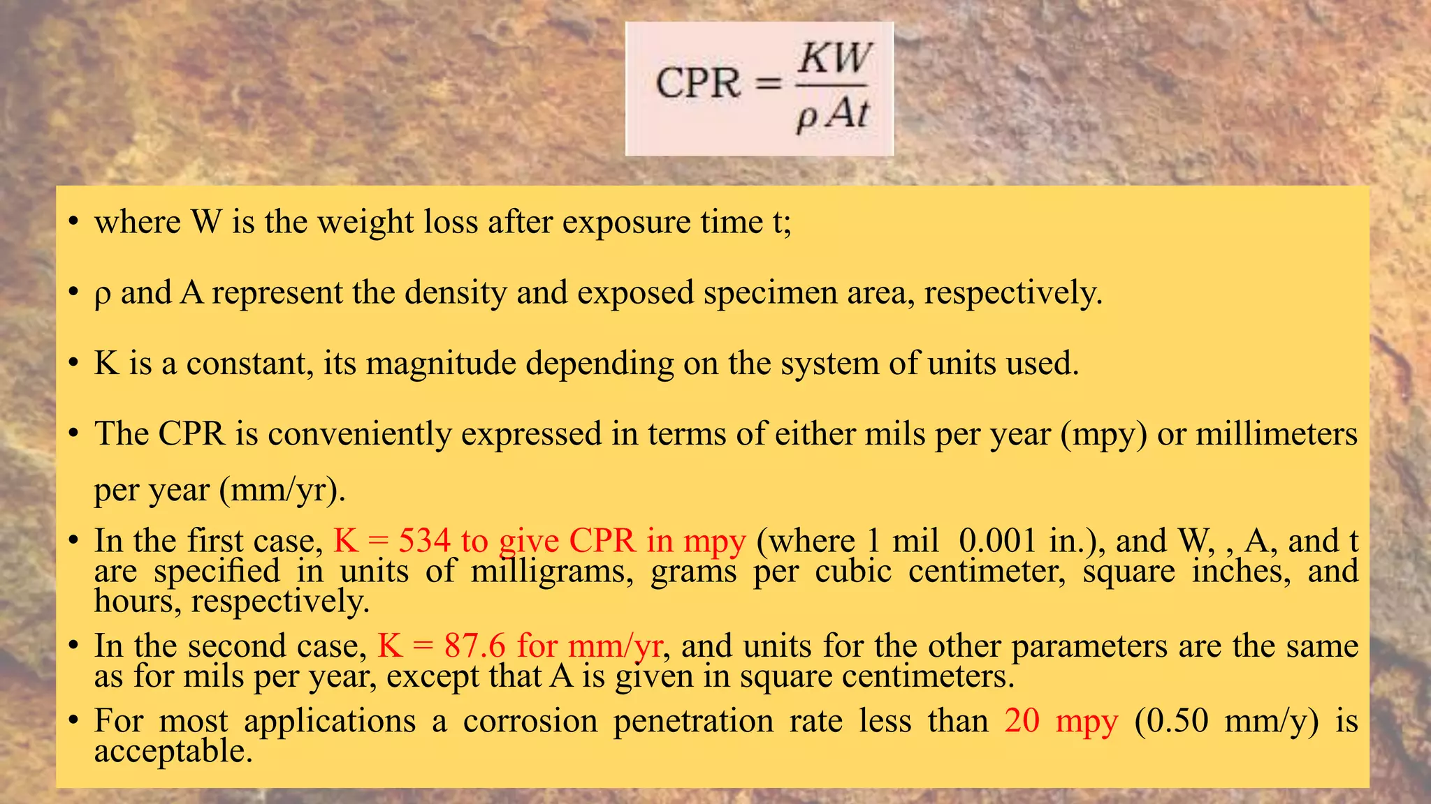Corrosion Rates and Units | PPTX