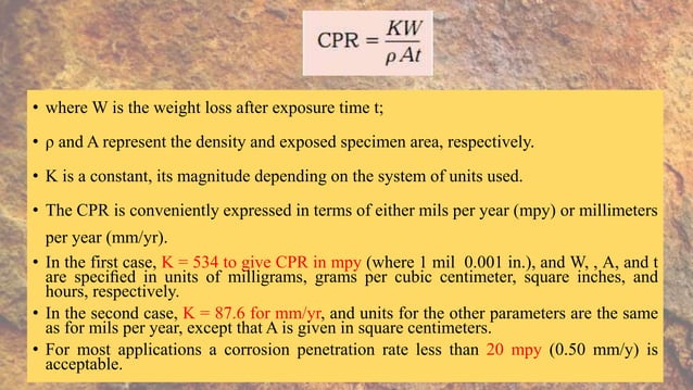 Corrosion Rates and Units | PPTX | Chemistry | Science