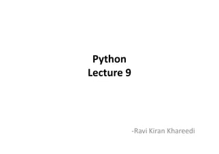 Python - Lecture 9 | PDF