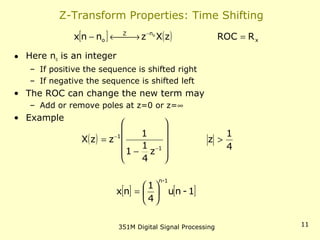 Z TRANSFORM PROPERTIES AND INVERSE Z TRANSFORM | PPT