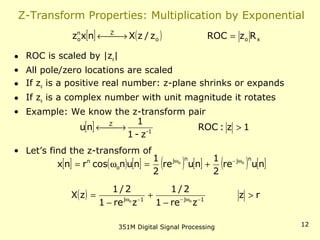 Z TRANSFORM PROPERTIES AND INVERSE Z TRANSFORM | PPT