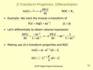 Z TRANSFORM PROPERTIES AND INVERSE Z TRANSFORM | PPT