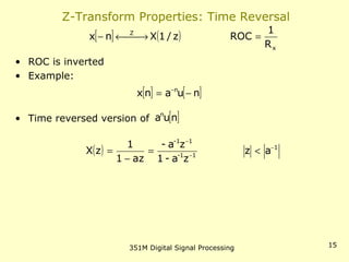 Z TRANSFORM PROPERTIES AND INVERSE Z TRANSFORM | PPT