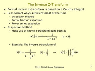Z TRANSFORM PROPERTIES AND INVERSE Z TRANSFORM | PPT