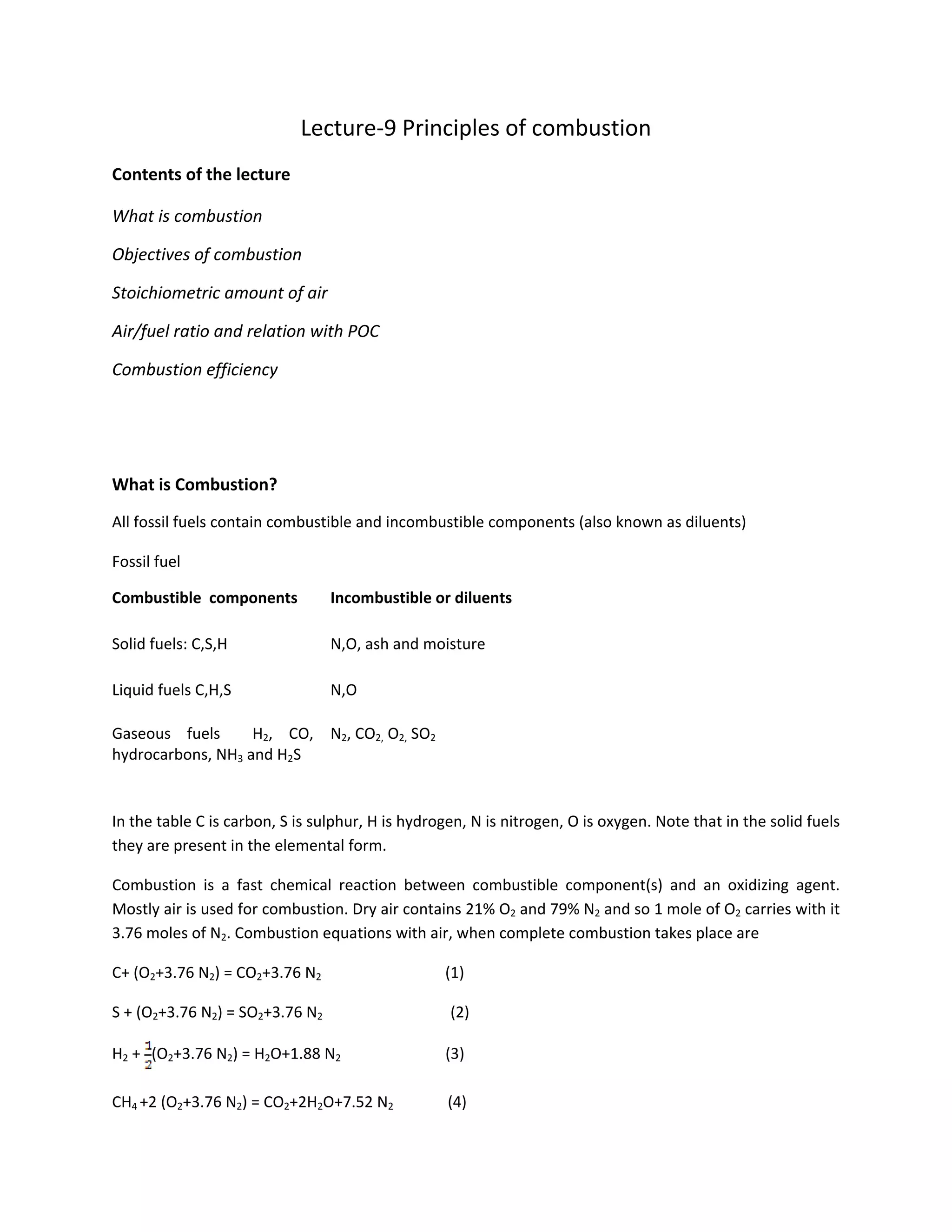 Lecture9 Principles of combustion | PDF