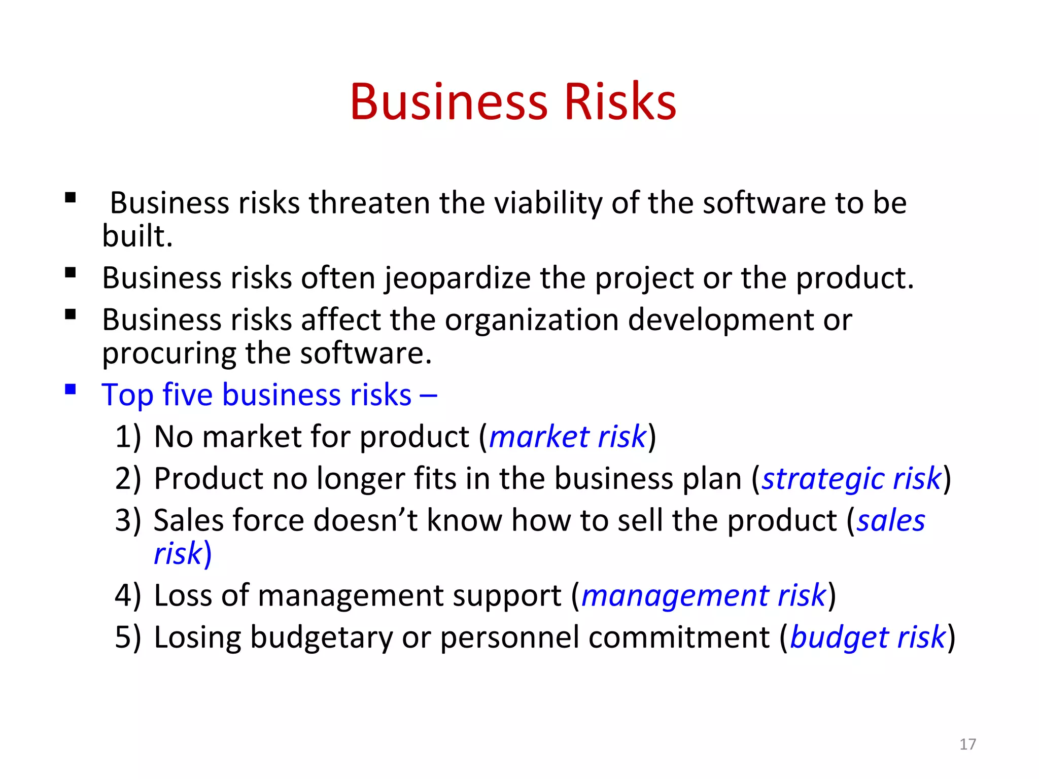 Software Engineering (Risk Management) | PPT