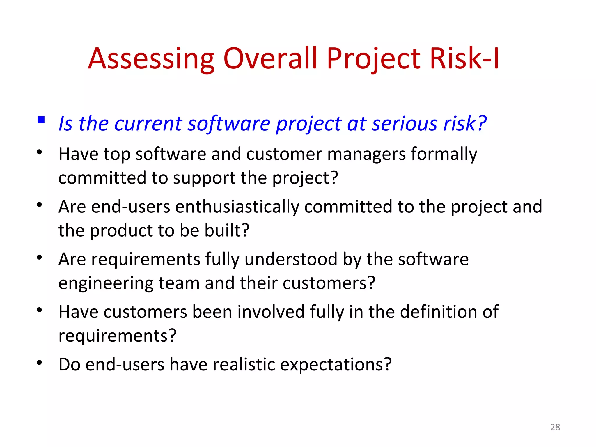 Software Engineering (Risk Management) | PPT
