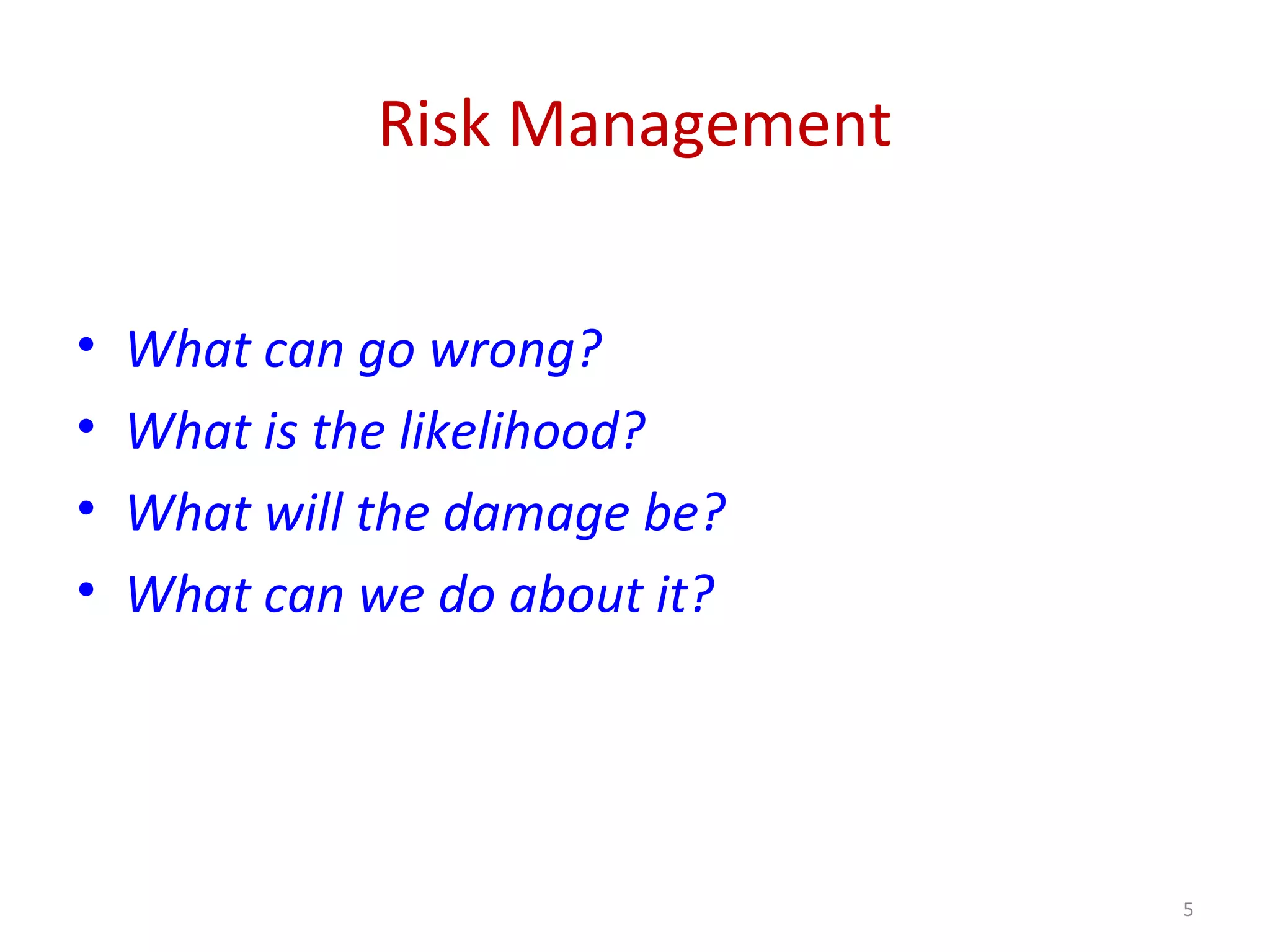 Software Engineering (Risk Management) | PPT