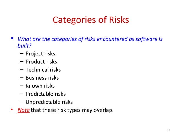 Software Engineering (Risk Management) | PPT | Operating Systems ...