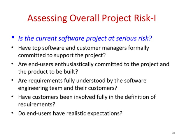 Software Engineering (Risk Management) | PPT | Operating Systems ...