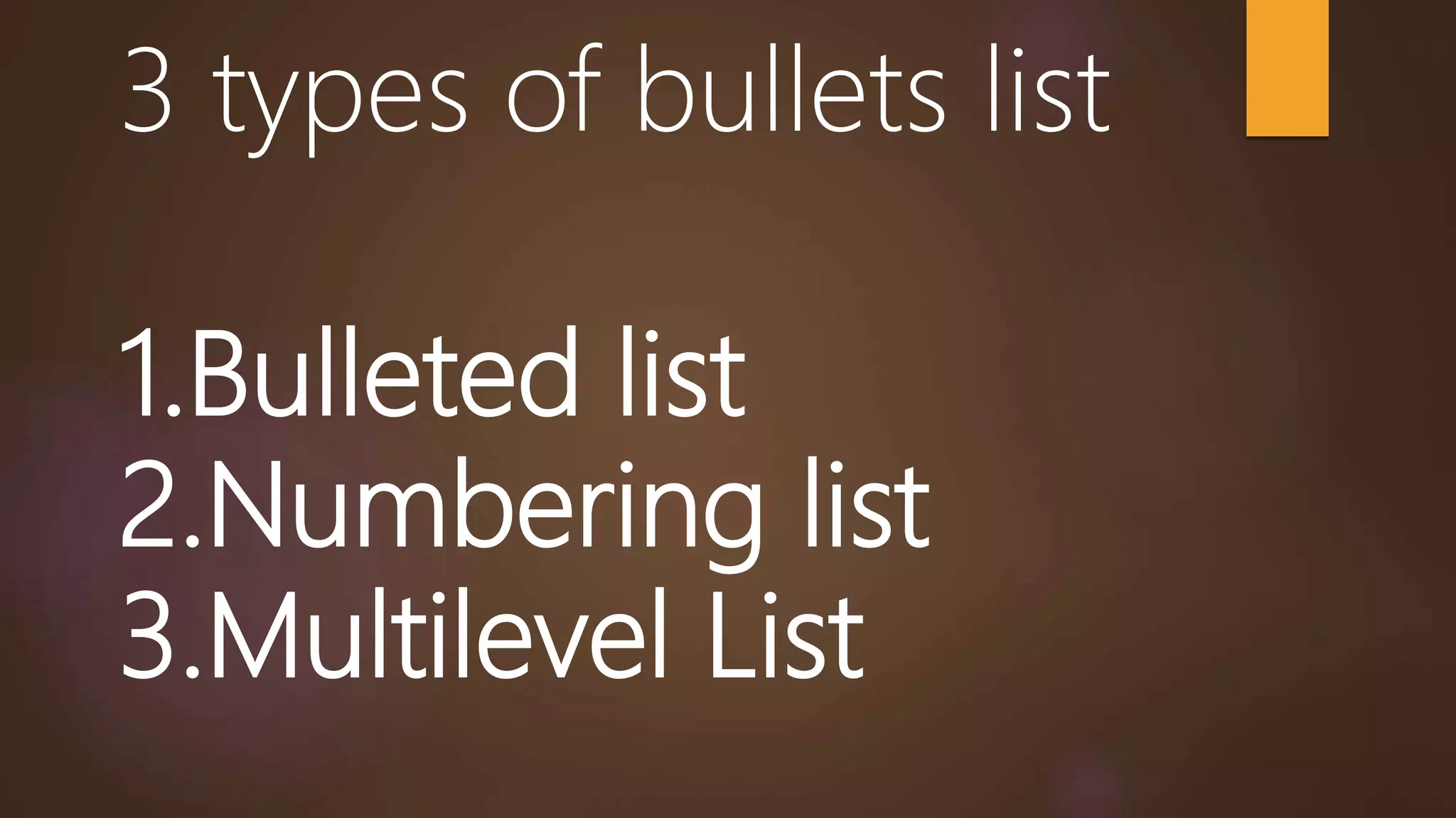 Creating And Modifying Lists In Ms Word Ppt 4637