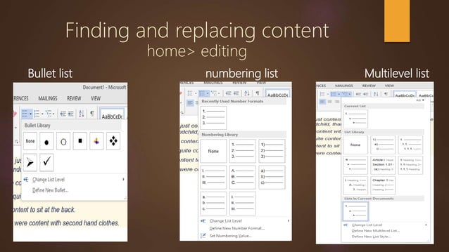 Creating And Modifying Lists In Ms Word Ppt 7135