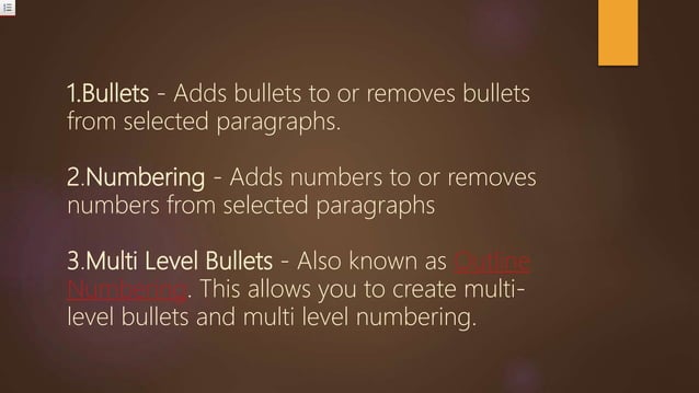Creating And Modifying Lists In Ms Word Pptx Technology And Computing