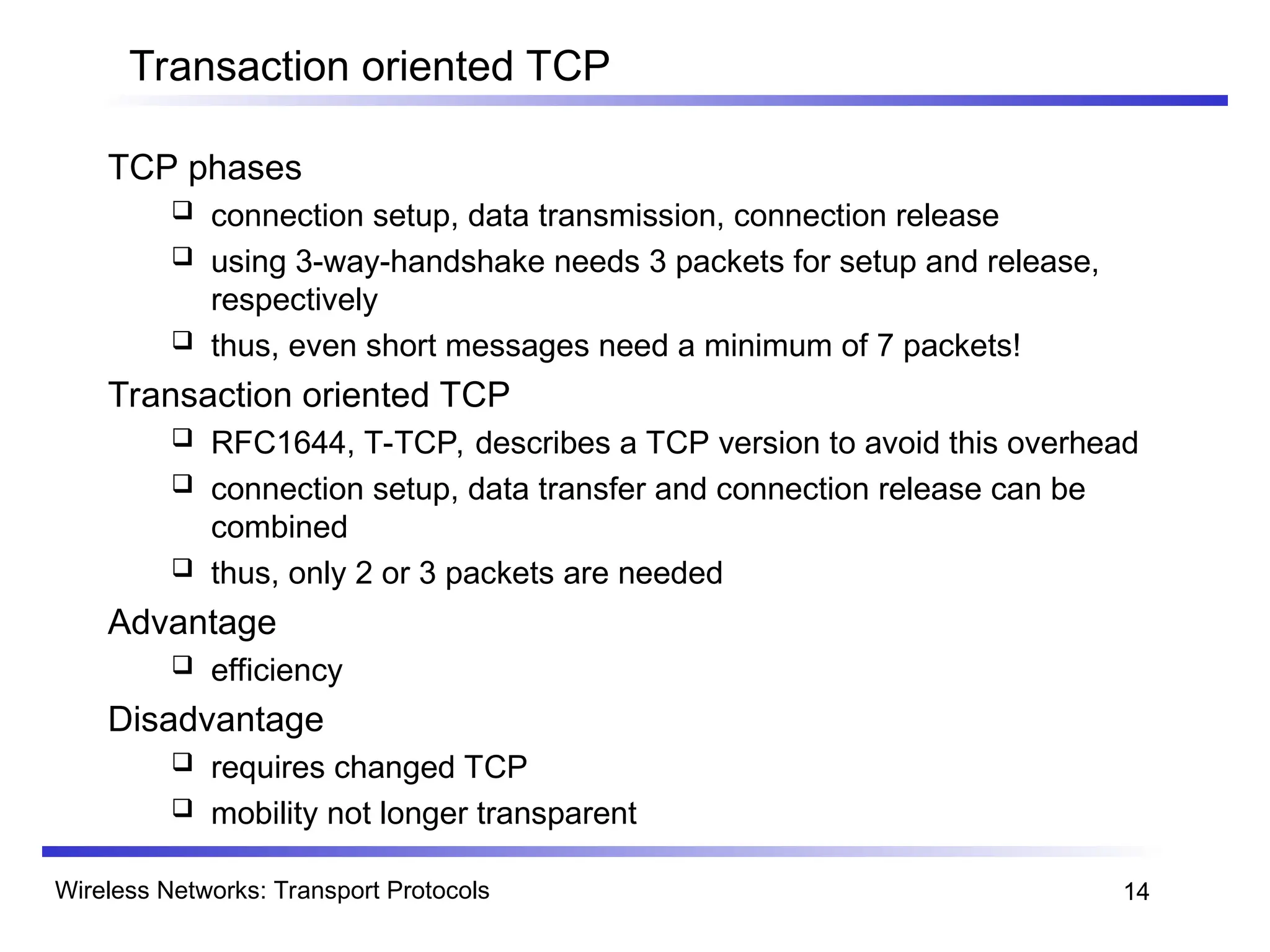 Wireless Networks: Transport Protocols Lecture | PPT