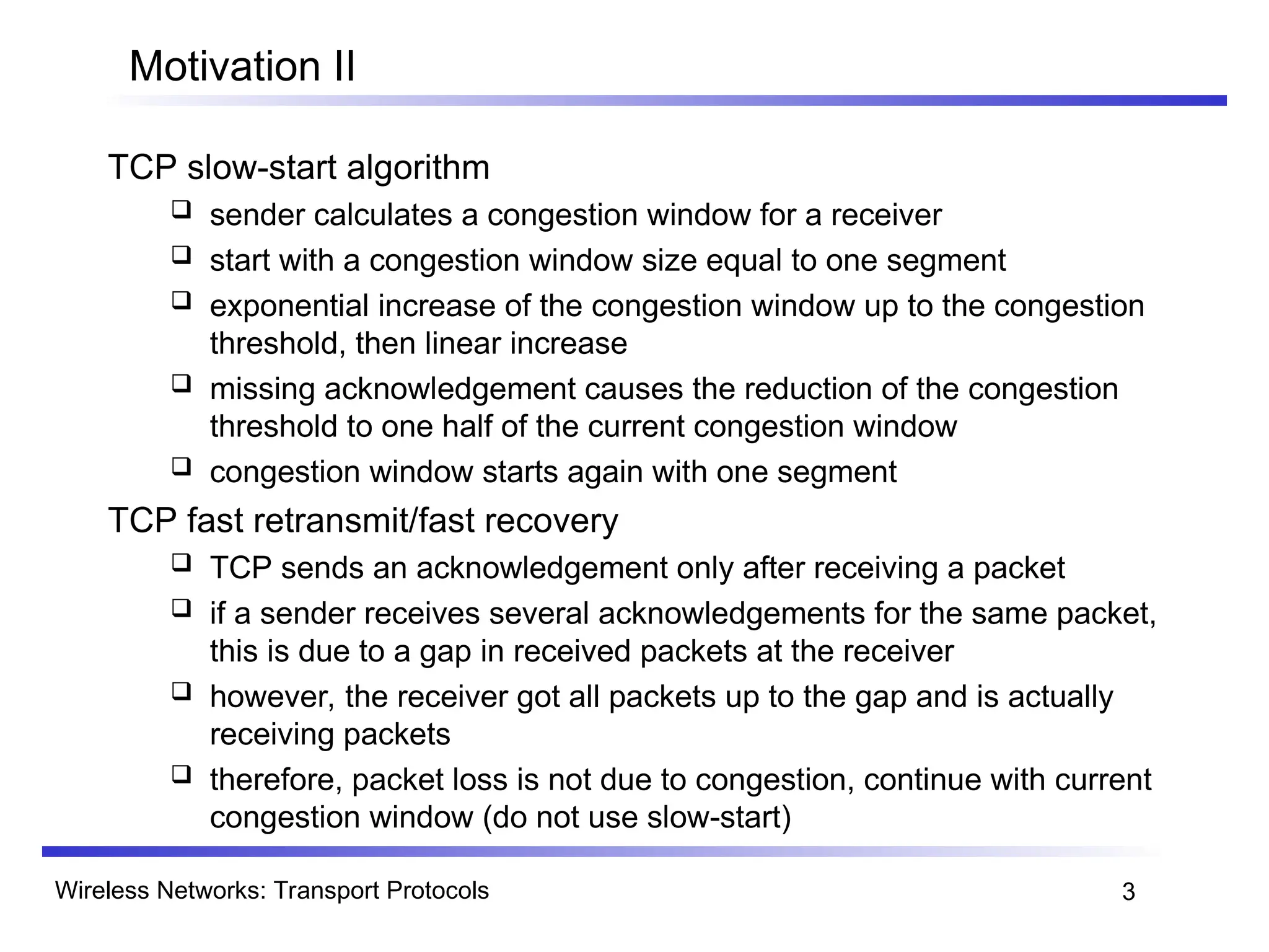 Wireless Networks: Transport Protocols Lecture | PPT