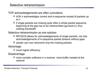 Wireless Networks: Transport Protocols Lecture | PPT
