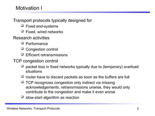 Wireless Networks: Transport Protocols Lecture | PPT