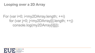 JavaScript scopes and arrays, 2D array handling | PPTX | Programming Languages | Computing