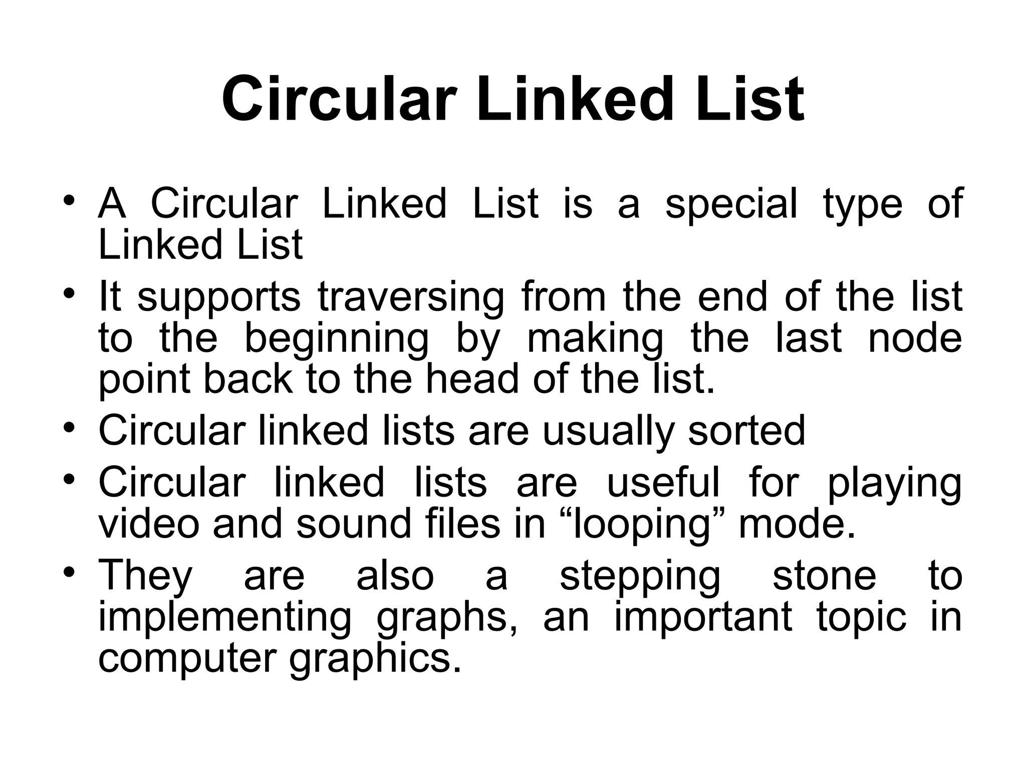 Circular Link List give all details of CLL | PPT