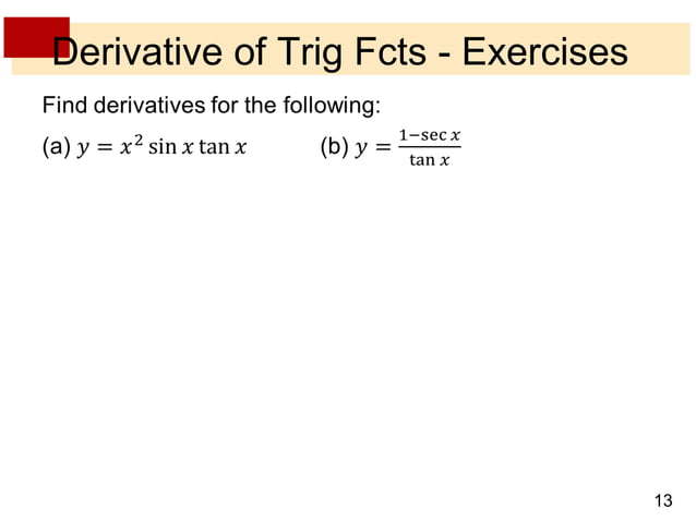 Lecture 9 Derivatives Of Trig Functions Section 3 3 Ppt