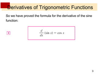 Lecture 9 derivatives of trig functions - section 3.3 | PPT