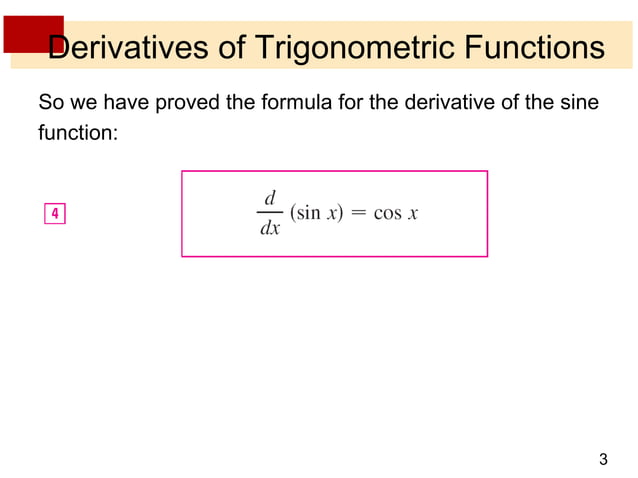Lecture 9 derivatives of trig functions - section 3.3 | PPT