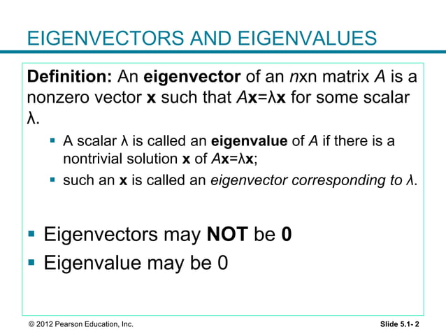 Lecture 9 eigenvalues - 5-1 & 5-2 | PPT