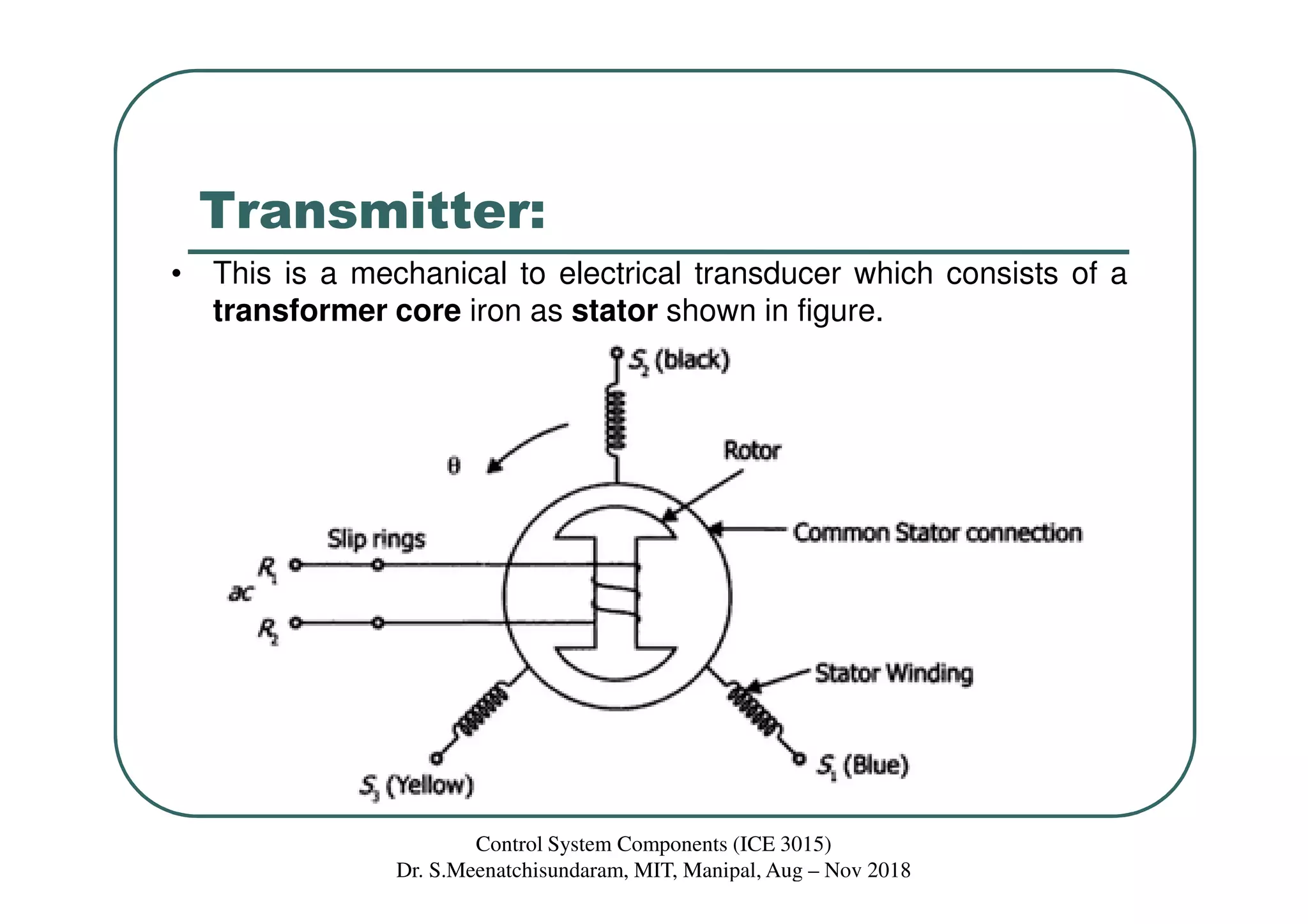 Lecture 9 synchros - transmitters, differentials, governing equations | PDF