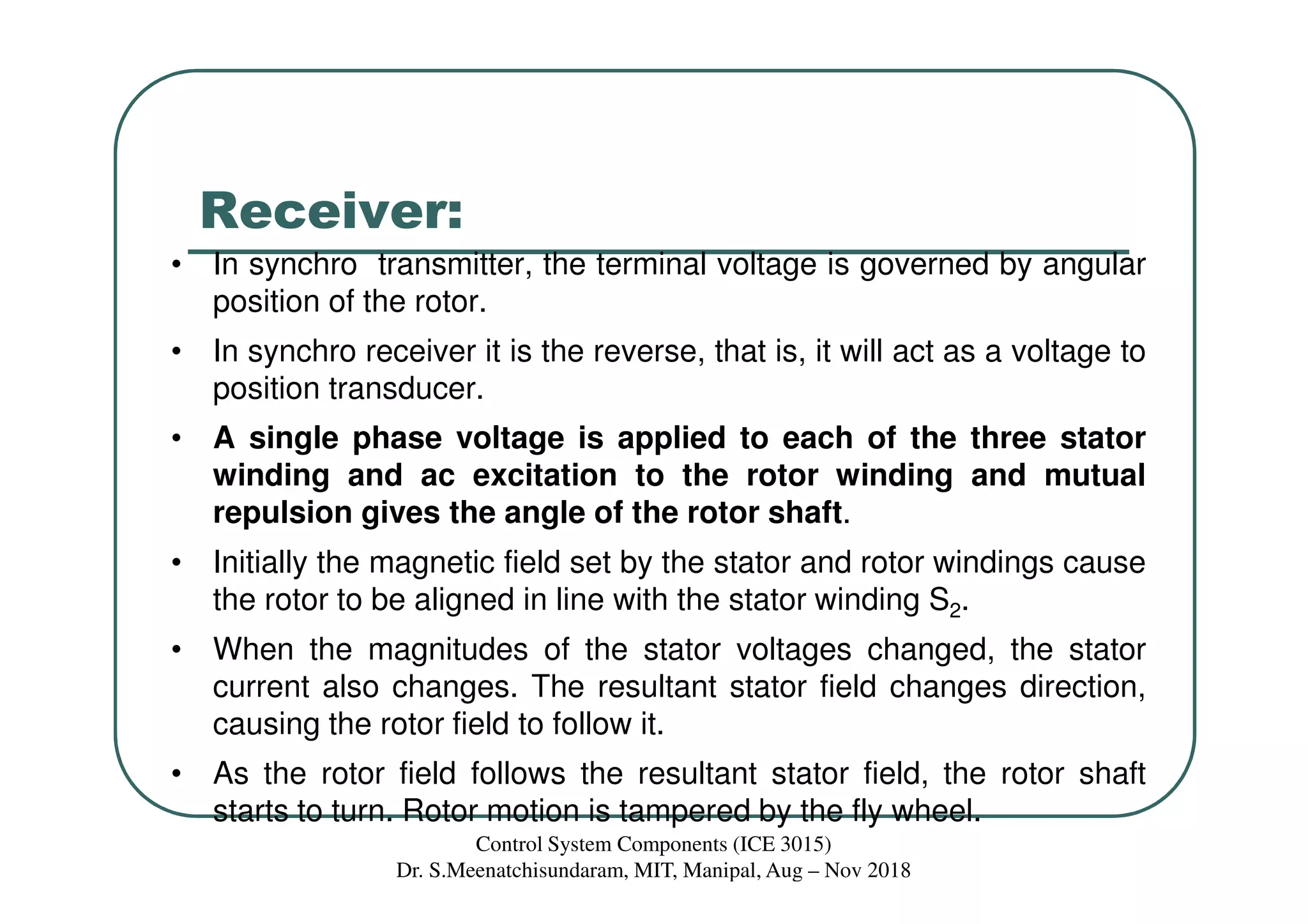 Lecture 9 Synchros Transmitters Differentials Governing Equations Pdf