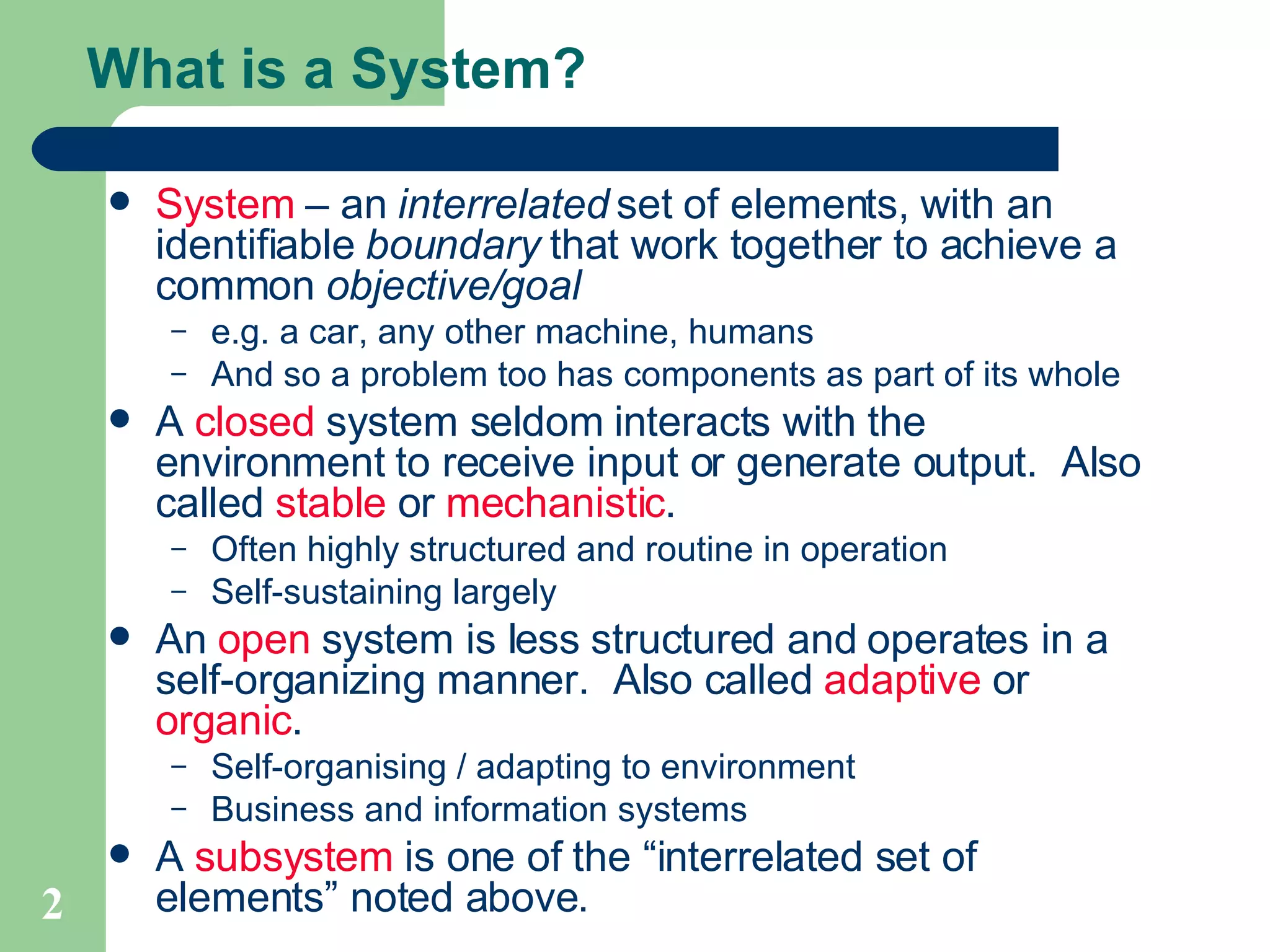 Lecture9 Systems The Systems Perspective Of A Dss | PPT