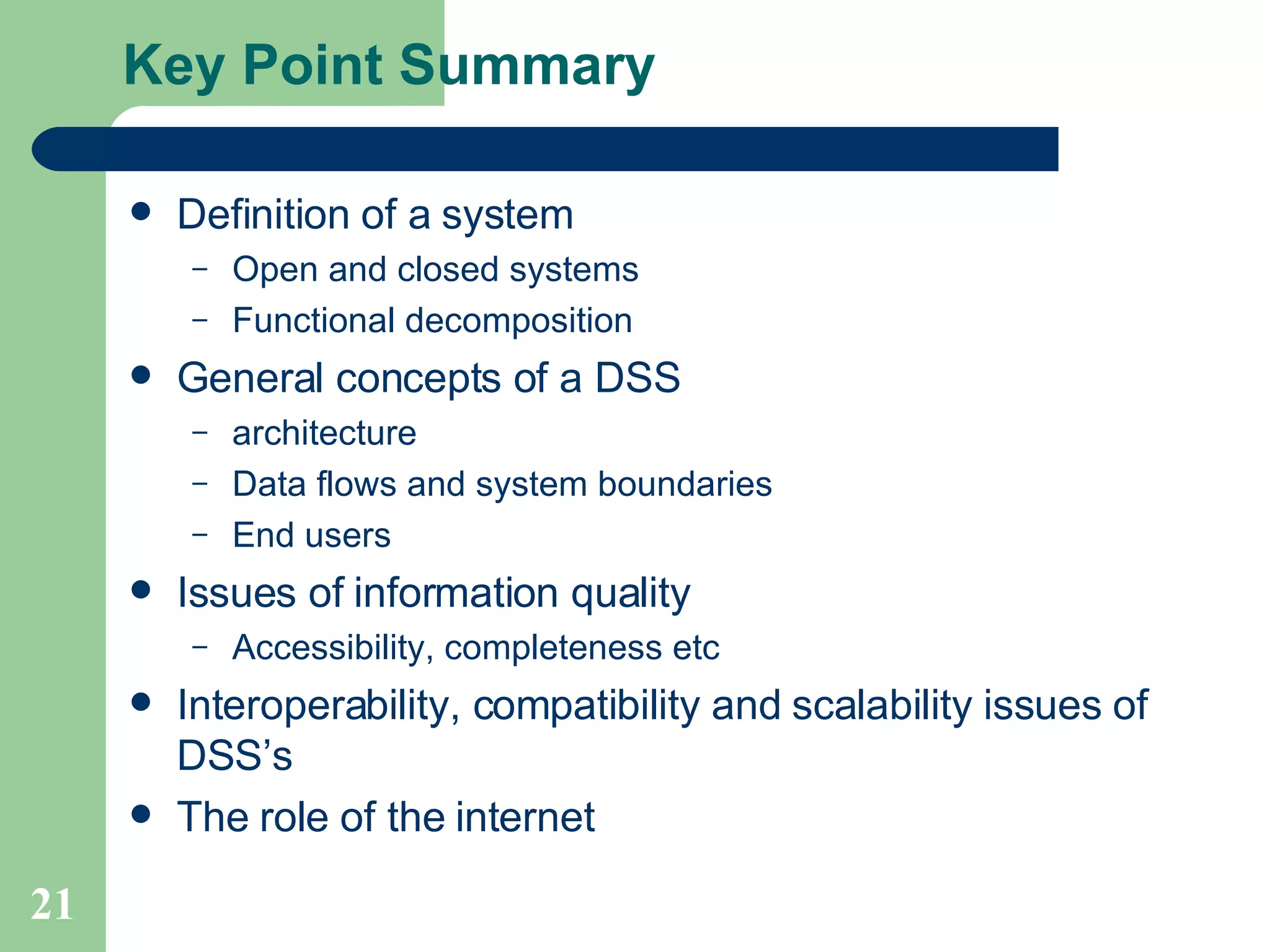 Lecture9 Systems The Systems Perspective Of A Dss | PPT