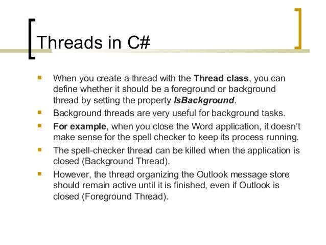Threads And Synchronization in C#