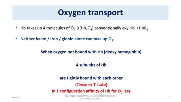 Transport of oxygen | PPT
