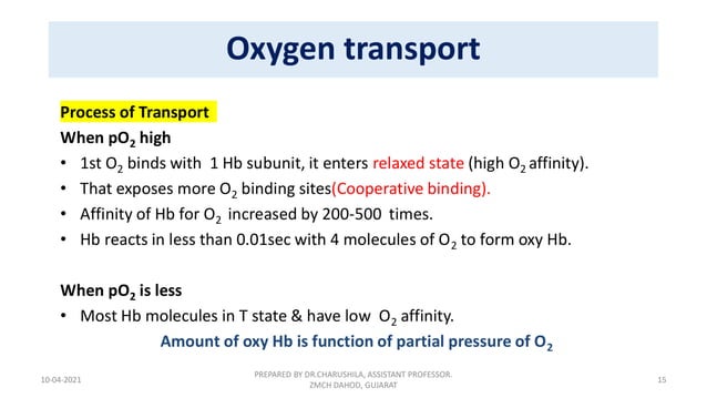 Transport of oxygen | PPT