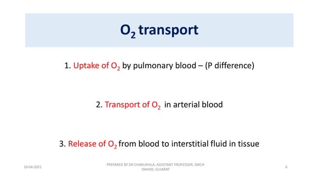 Transport of oxygen | PPT