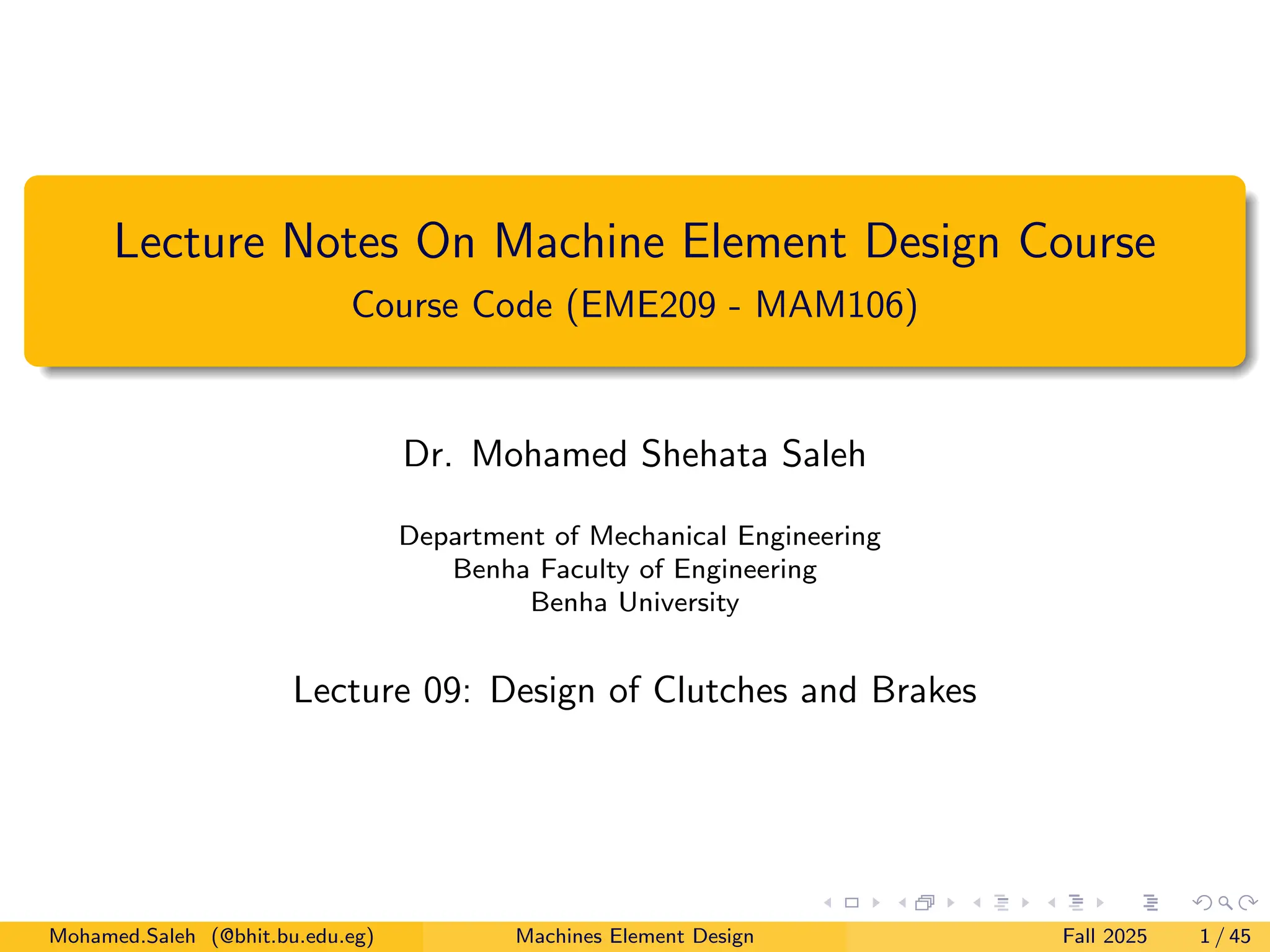 Lecture 09: Design of Clutches and Brakes | PDF