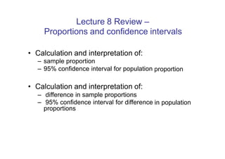 Proportions and Confidence Intervals in Biostatistics | PPTX