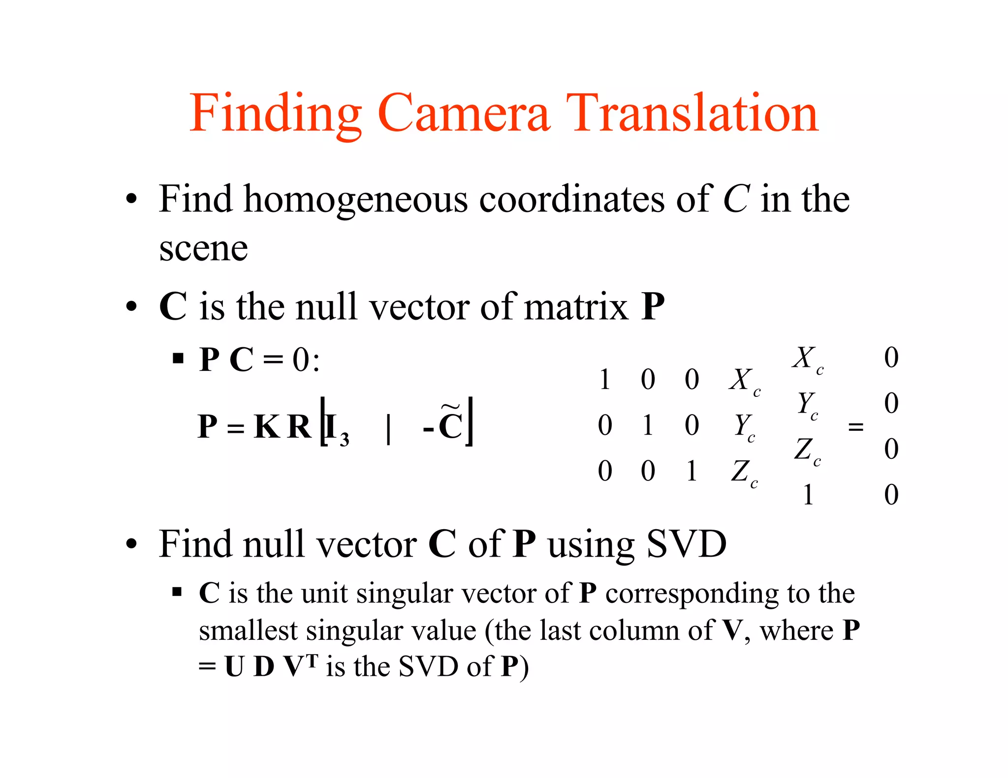 Lecture9 camera calibration | PDF