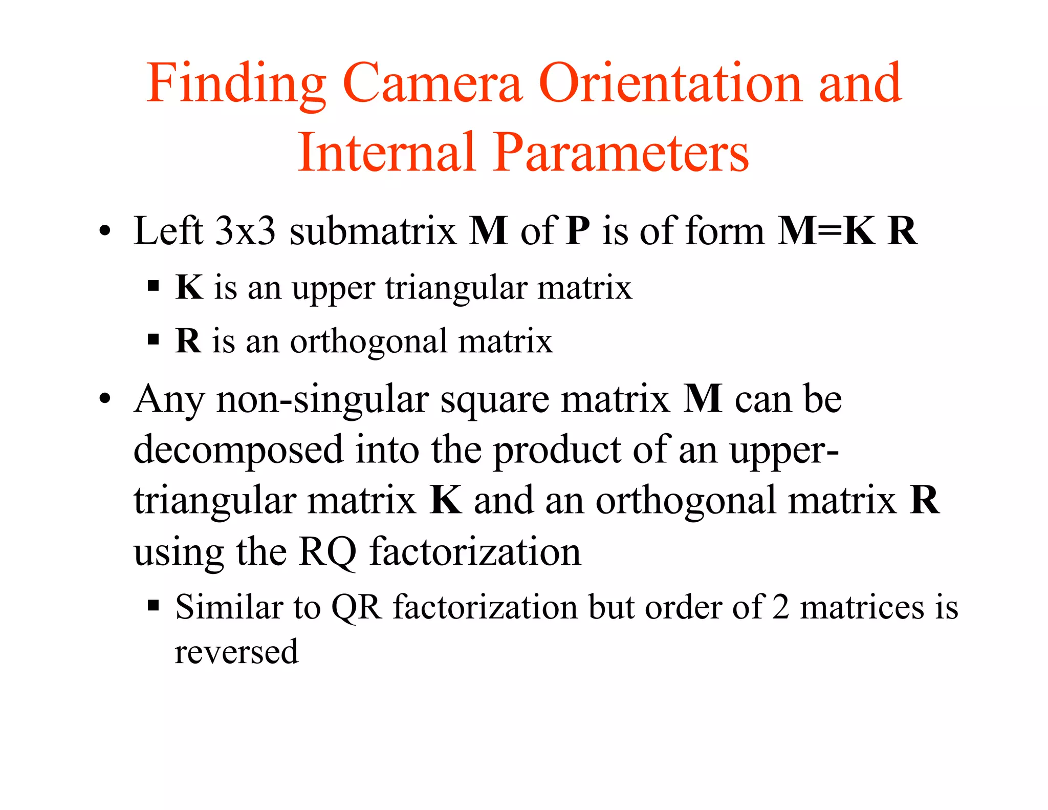 Lecture9 camera calibration | PDF
