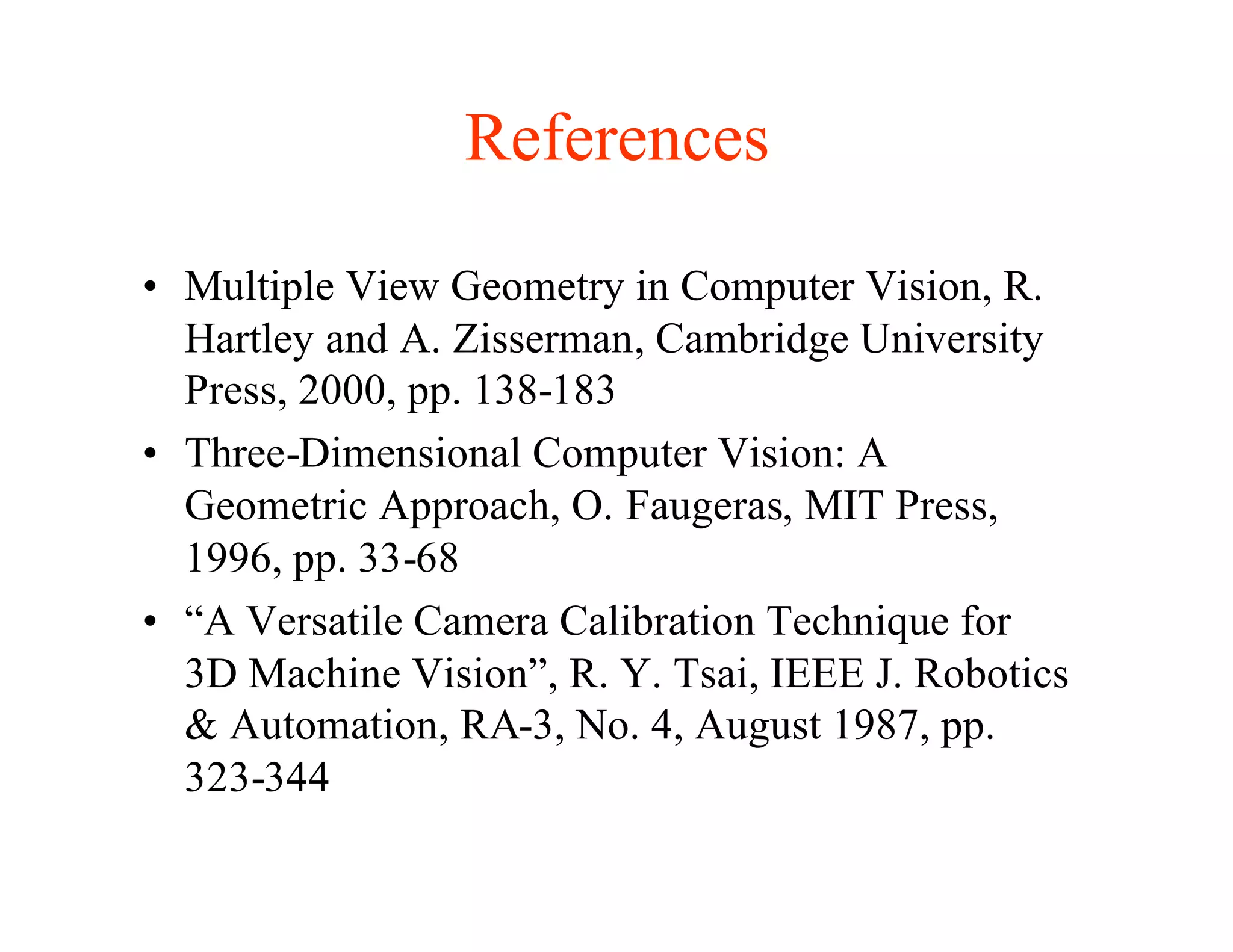 Lecture9 camera calibration | PDF