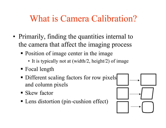 Lecture9 camera calibration | PDF