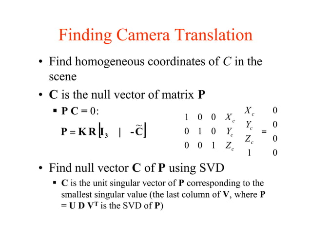 Lecture9 camera calibration | PDF