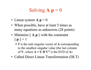 Lecture9 camera calibration | PDF
