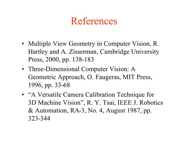 Lecture9 camera calibration | PDF